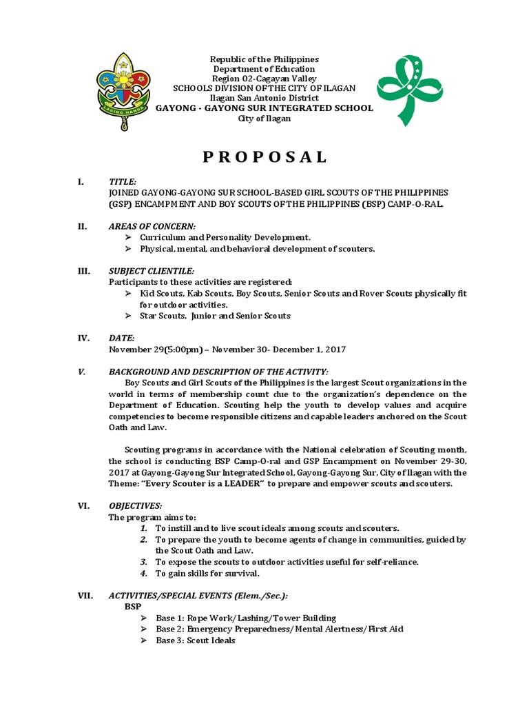 BSP Proposal | PDF | Scouting | Youth Movements