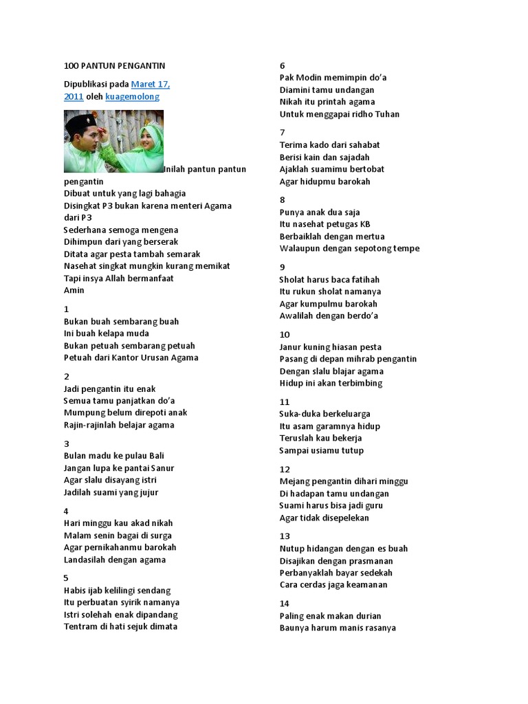 100 Pantun Pengantin | PDF