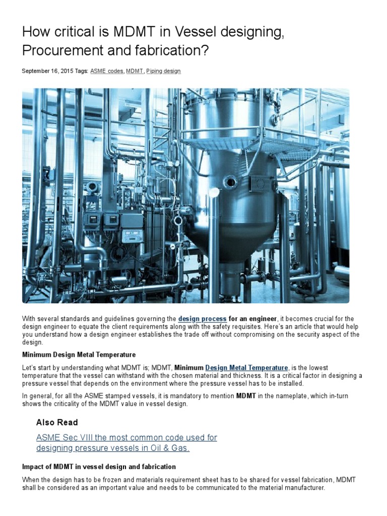 How Critical Is MDMT in Vessel Designing - Enventure PDF | PDF | Engineering | Mechanical ...