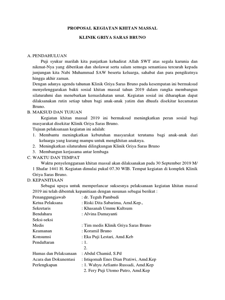Proposal Kegiatan Khitan Massal 1 | PDF