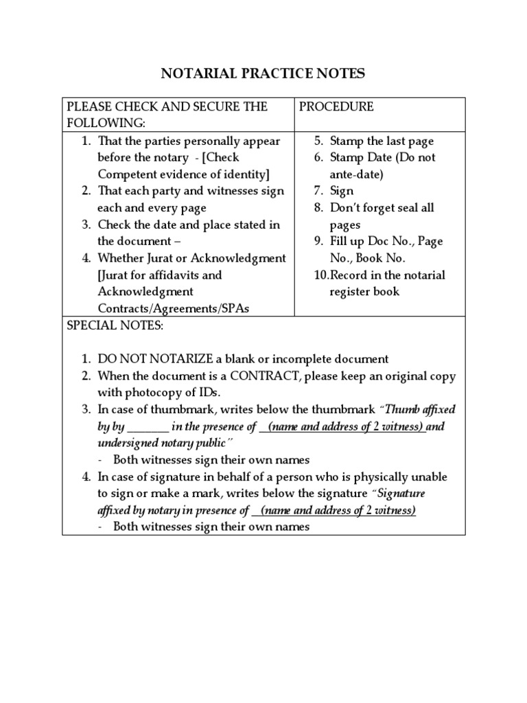 Notarial Practice Notes | PDF