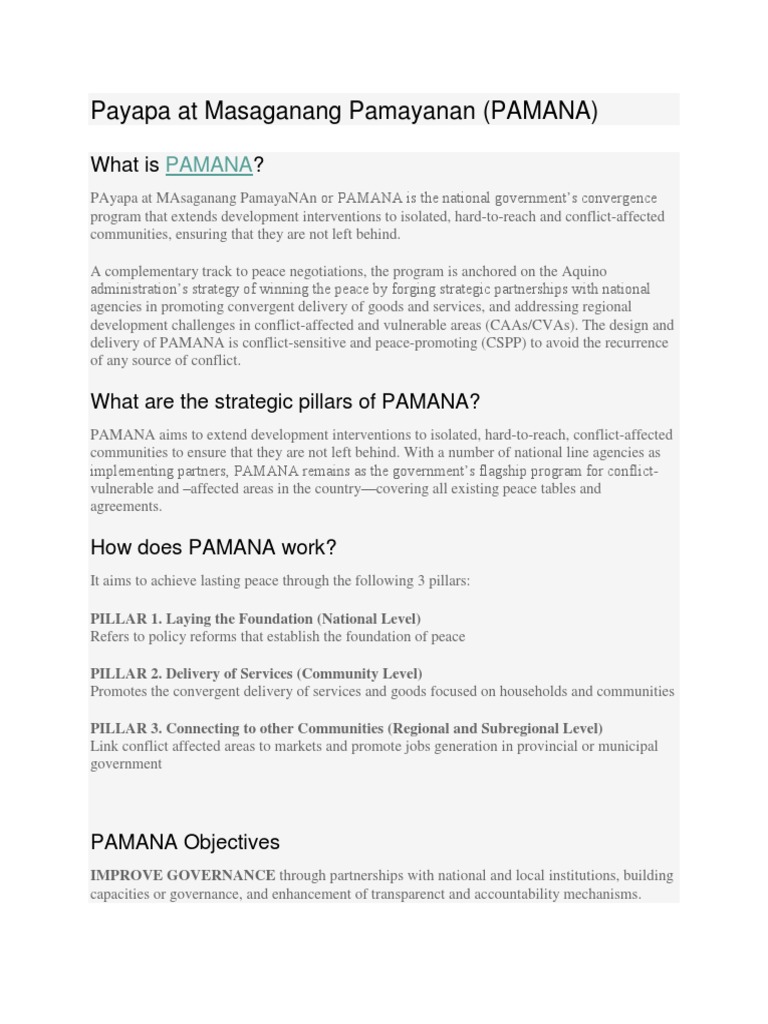 Pamana Program | PDF | Mindanao | Economies