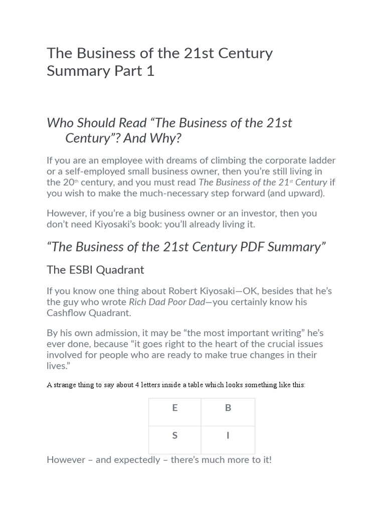 The Business of The 21st Century Summary Part 1 | PDF