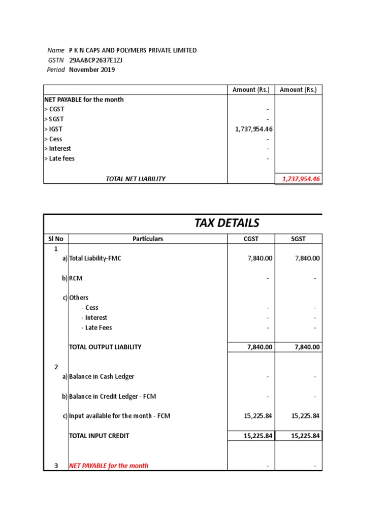 GST Abstract - Nov 19 - PKN | PDF | Payments | Services (Economics)