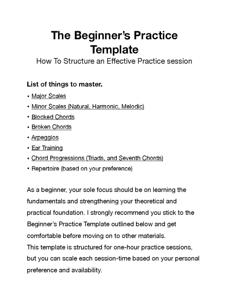 Beginner Piano Practice Template | PDF | Chord (Music) | Classical Music
