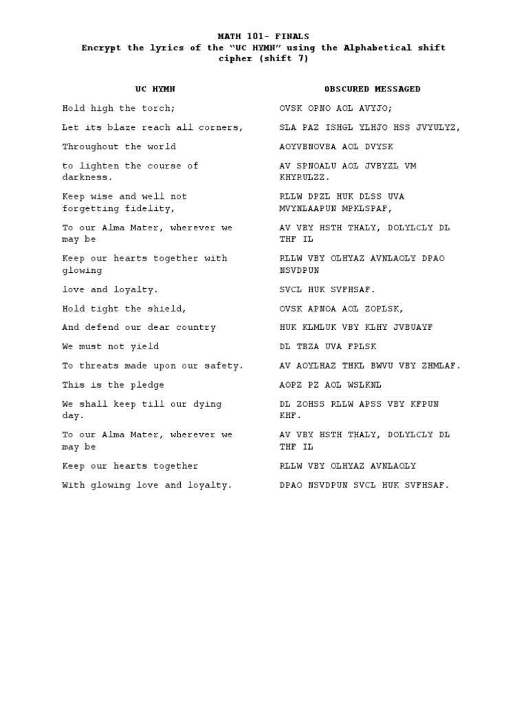 Uc Hymn - Encrypt | PDF