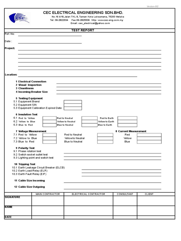 Electrical Installation Test Report - Version2..