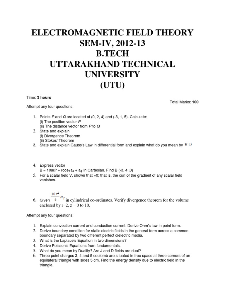 Electromagnetic Field Theory Pdf Transmission Line Field Physics