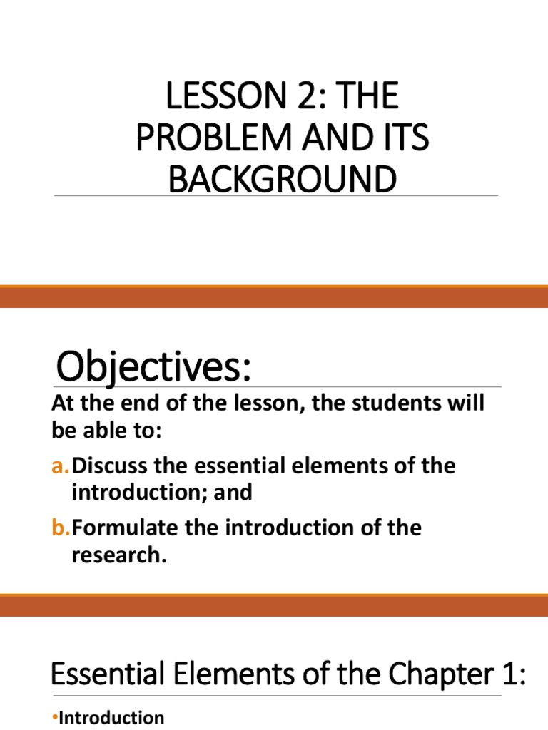 Lesson 2 Background of The Study | PDF | Applied Psychology | Education ...