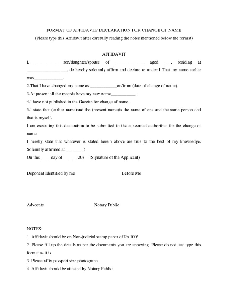 Affidavit For Name | PDF