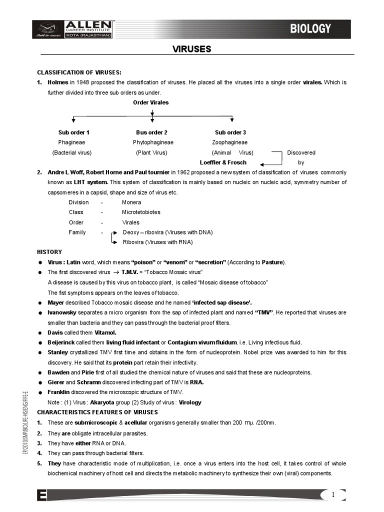 Virus Notes - EXE PDF | Download Free PDF | Bacteriophage | Virus