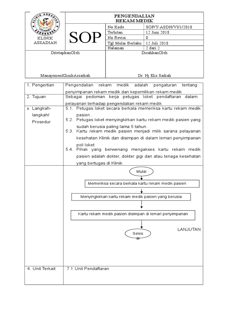 Sop Pengendalian Rekam Medik | PDF