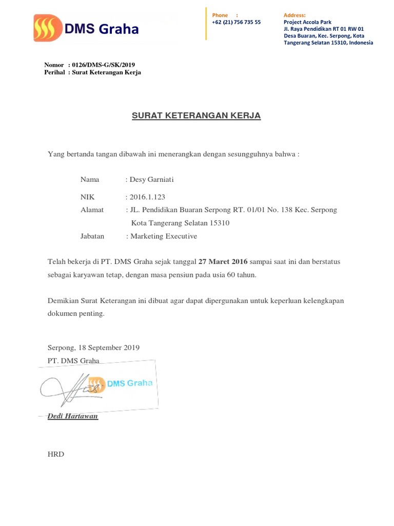 Contoh SK Kerja | PDF