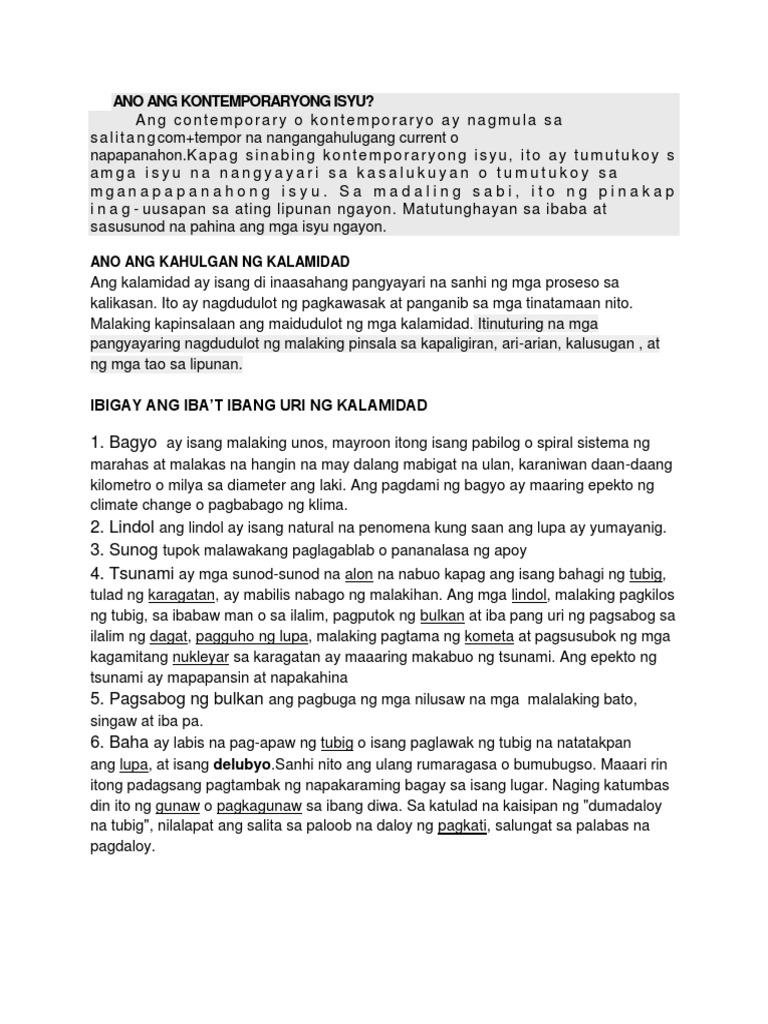 Ano Ang Kontemporaryong Isyu | PDF