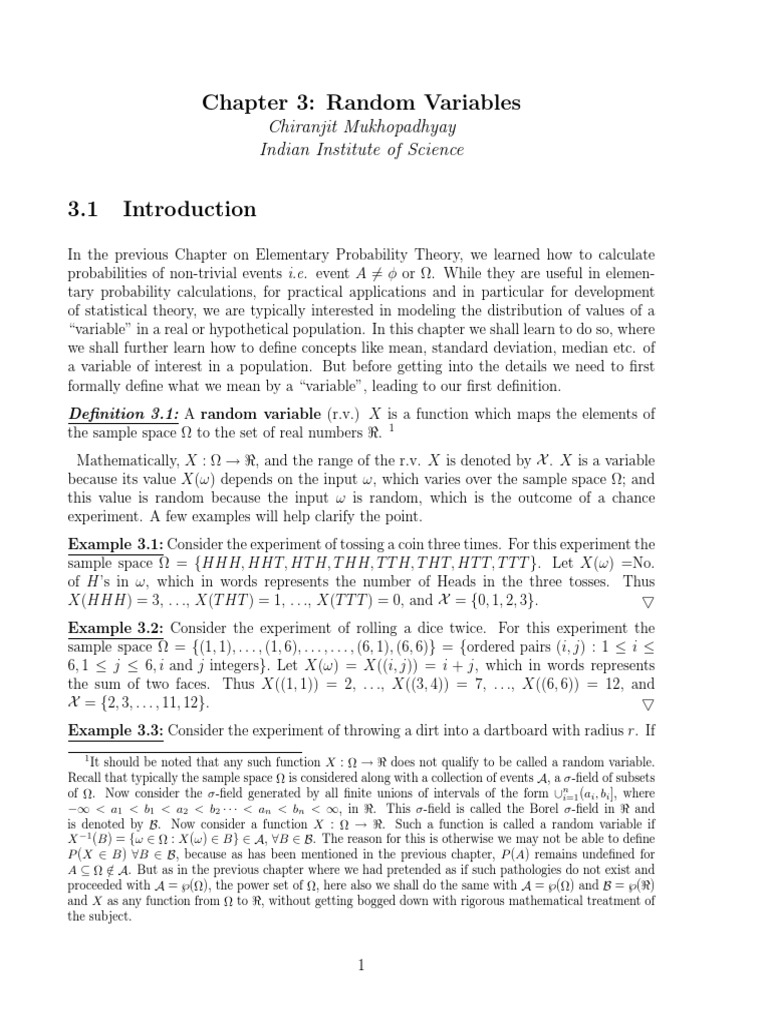 Random Variables PDF | PDF | Skewness | Mean