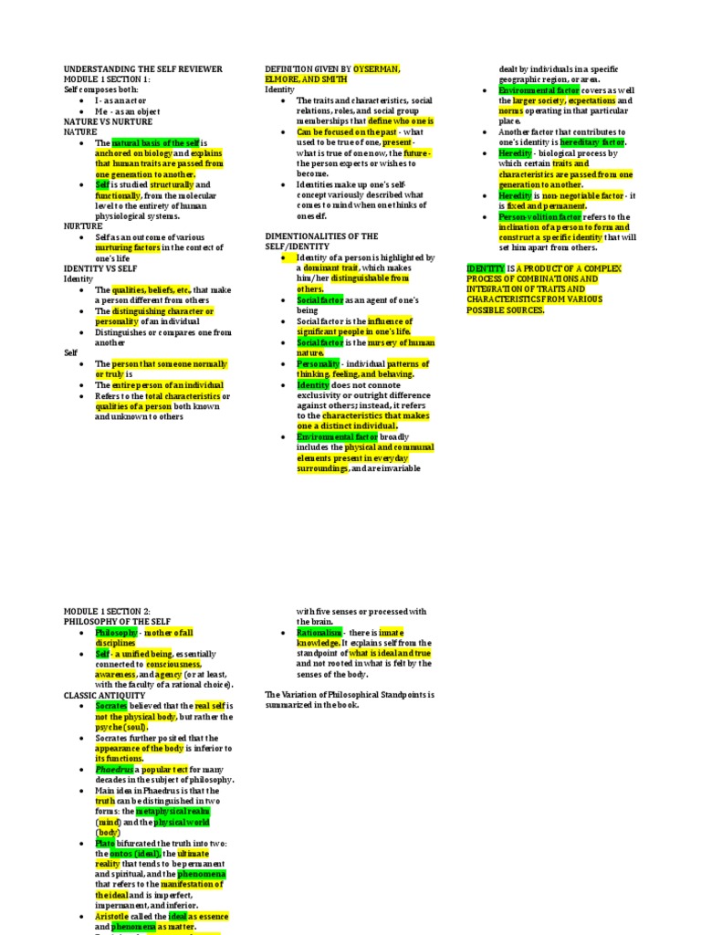 Understanding The Self Reviewer | PDF | Identity (Social Science) | Self