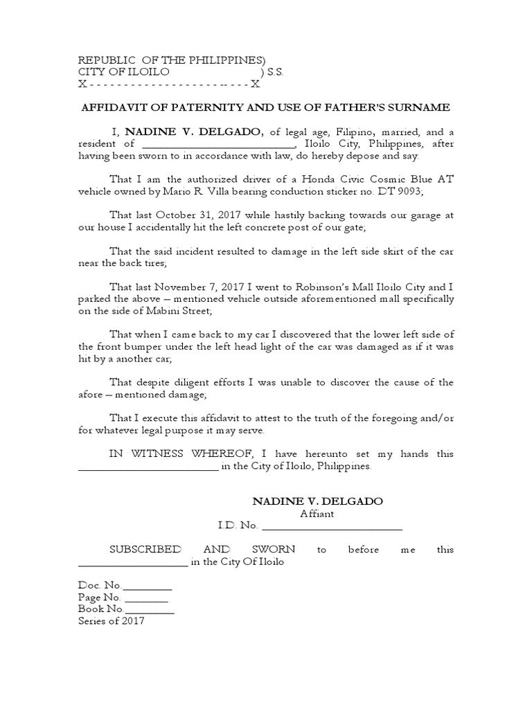 Affidavit of Paternity
