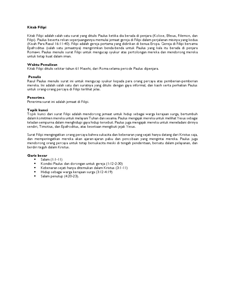 Kitab Filipi: Sukacita dan Persekutuan Kristen | PDF | Pengembangan Diri