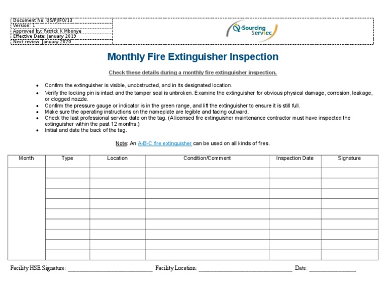 Fire Extinguisher Inspection Guide | PDF | Business