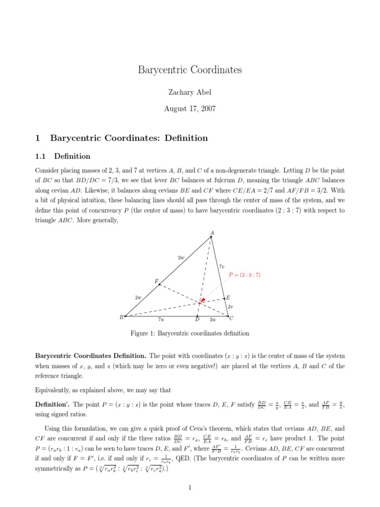 Barycentric Coordinates - Zachary Abel | PDF | Euclidean Plane Geometry ...