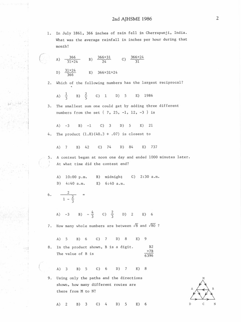 Usa Amc 8 1986 | PDF