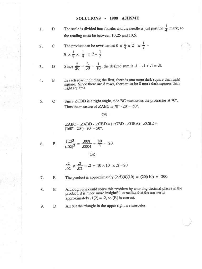 USA AMC 8 1988 Solution | PDF