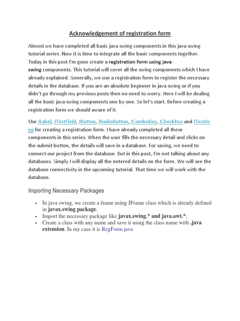 Acknowledgement of Registration Form | PDF | Constructor (Object ...