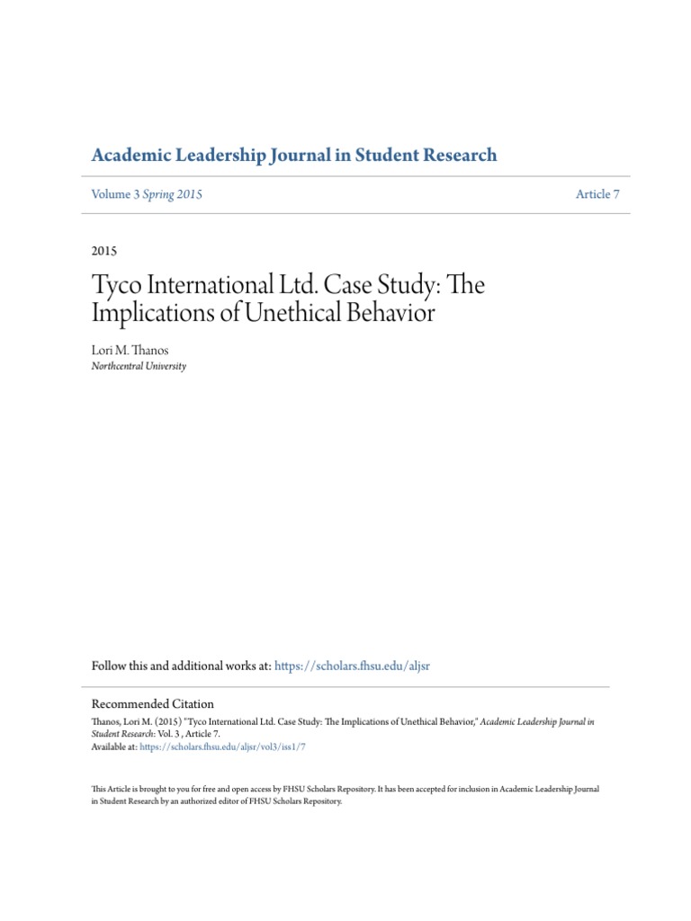 Tyco International Case Study: Ethics Failures | PDF | Corporate Social ...