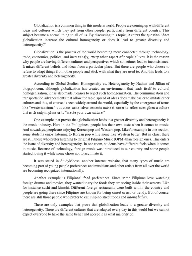 Globalization | PDF | Homogeneity And Heterogeneity | Globalization