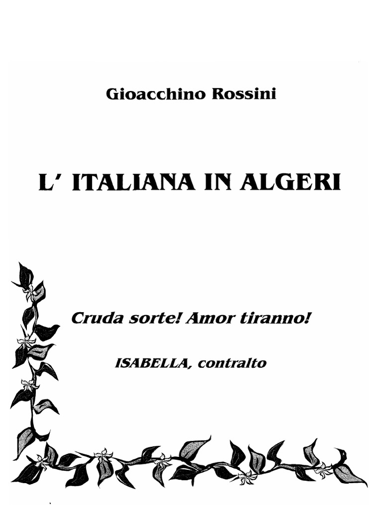 Cruda Sorte L'italiana in Algeri Rossini PDF | PDF