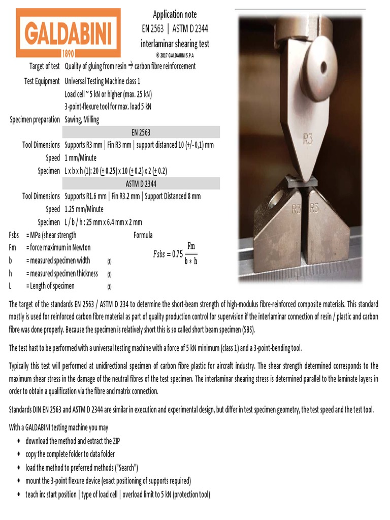 Application Note DIN EN 2563 ASTM D 2344 Interlaminar Shearing Test PDF ...