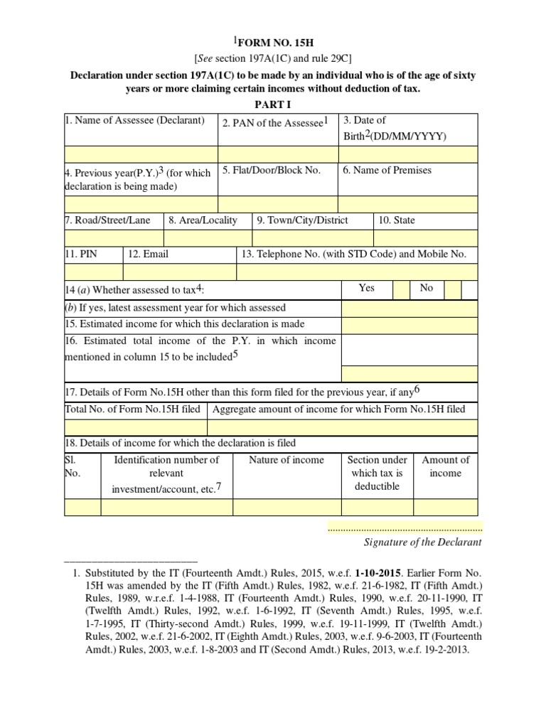 Tax Form 15H PDF | PDF | Government | Social Institutions