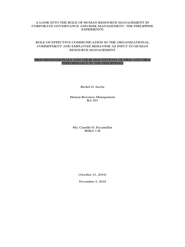 HRM Thesis | PDF | Human Resource Management | Employment