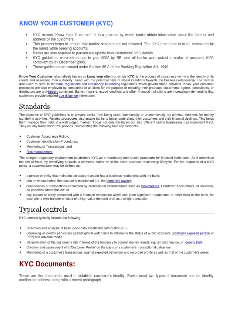Know Your Customer | PDF | Corporate Governance | Banking
