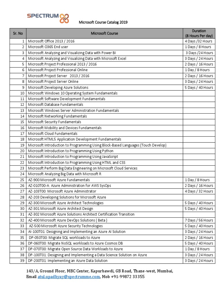 Microsoft Course Catalogue 2019-20 | PDF | Microsoft Sql Server | Share ...