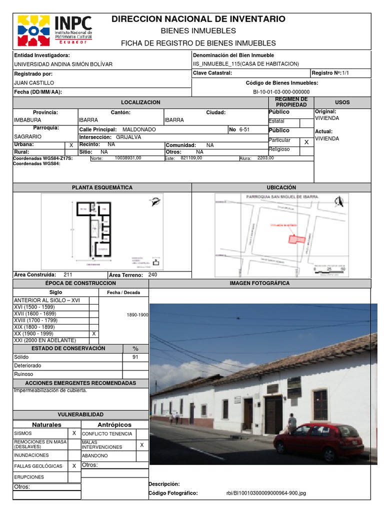 Ficha de Registro de Bienes Inmuebles PDF | PDF | Medios de arte ...