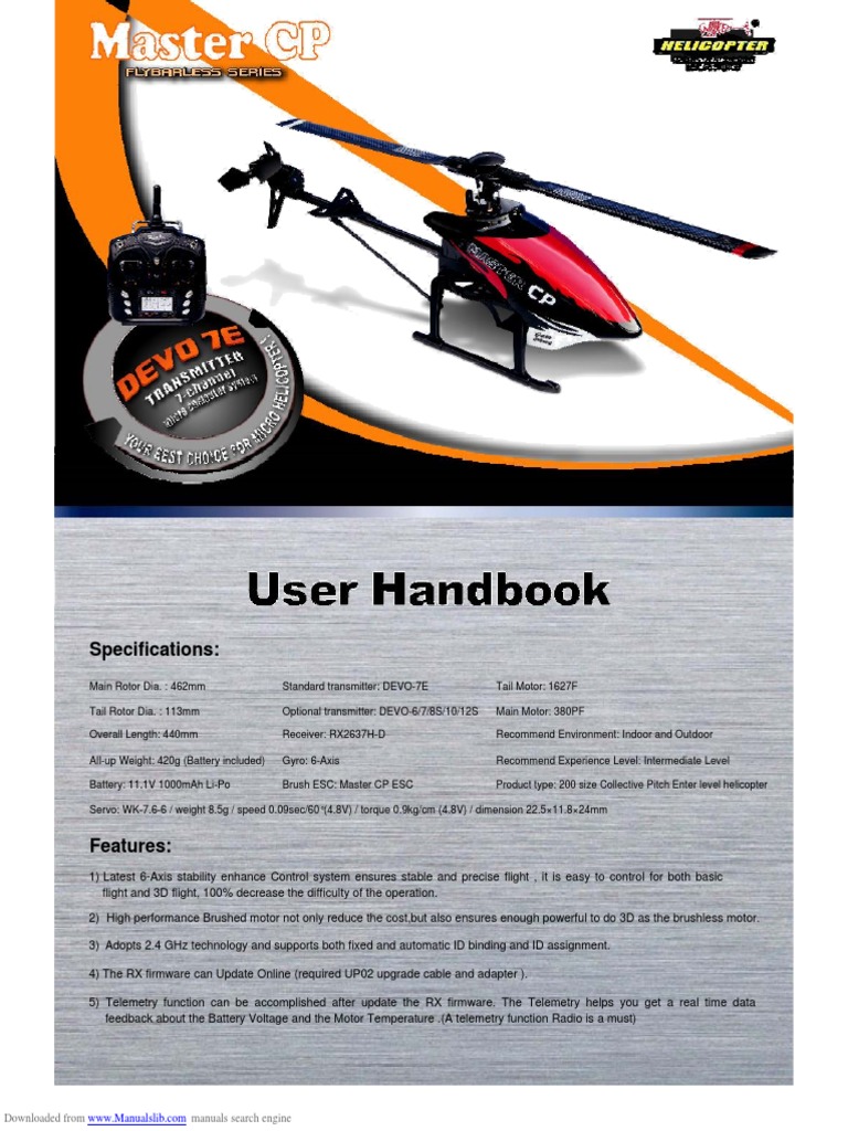 Master CP RC Helicopter Specifications Guide | PDF | Helicopter | Electric Motor
