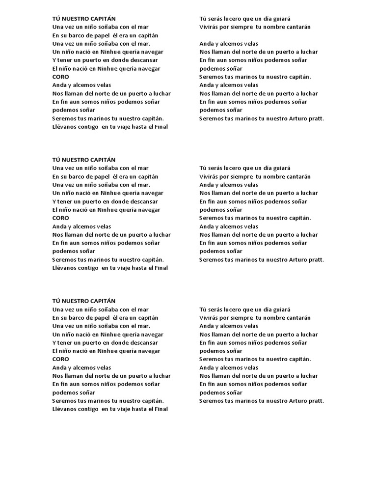 Tú, Nuestro Capitán: Letra y Sueños | PDF | Violencia