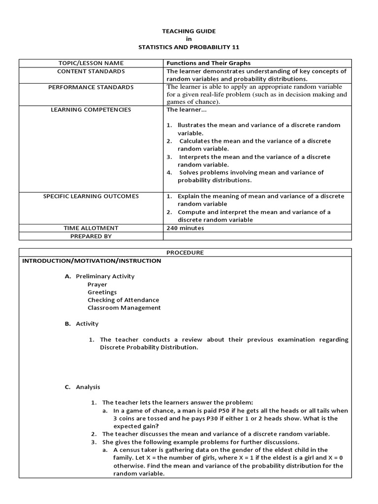Mean, Variance | PDF | Mean | Variance
