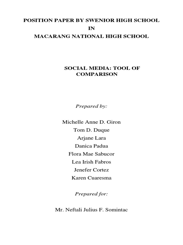 Position Paper Group SOCIAL MEDIA | PDF | Social Media | Popular ...