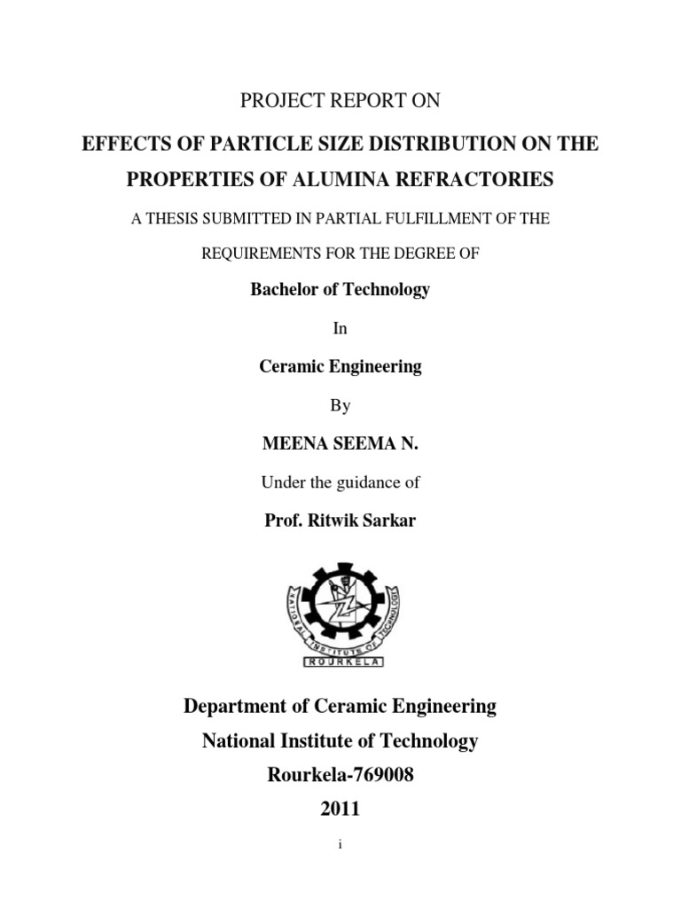 Project Report PDF | PDF | Refractory | Aluminium Oxide