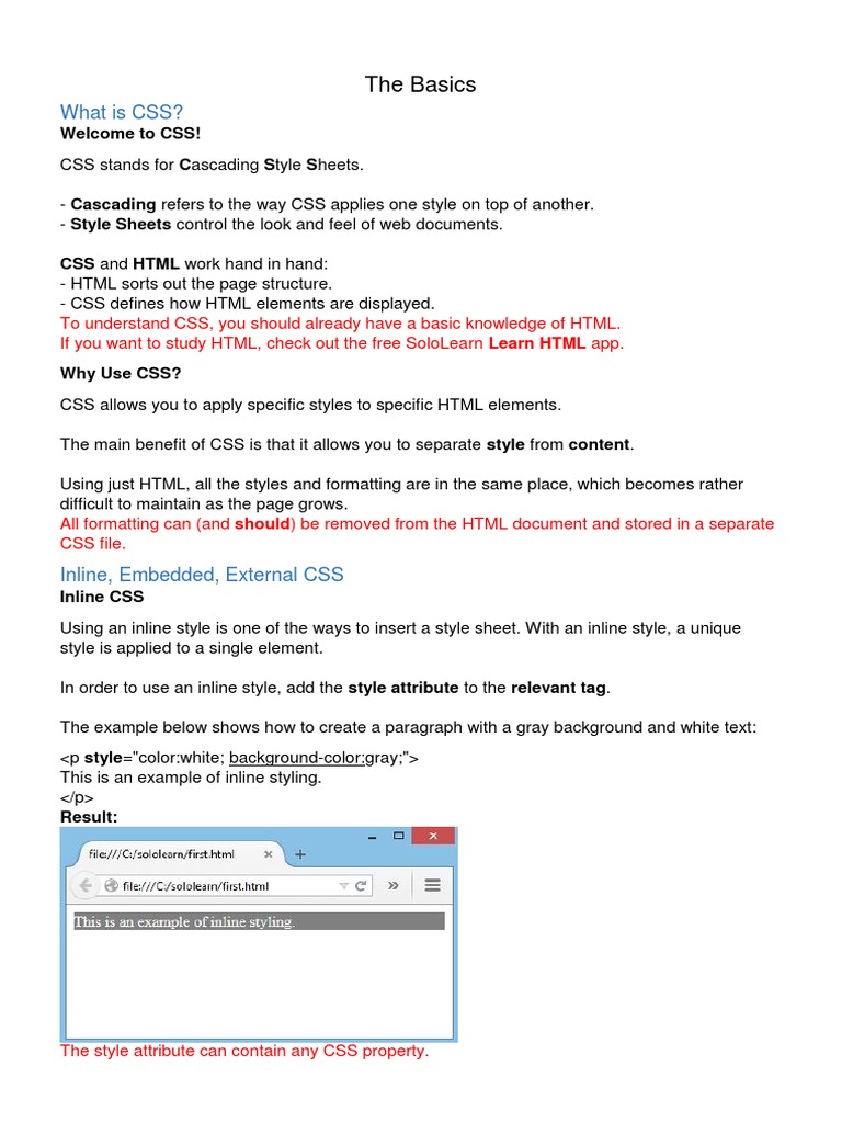 CSS - Sololearn | PDF | Cascading Style Sheets | Html Element