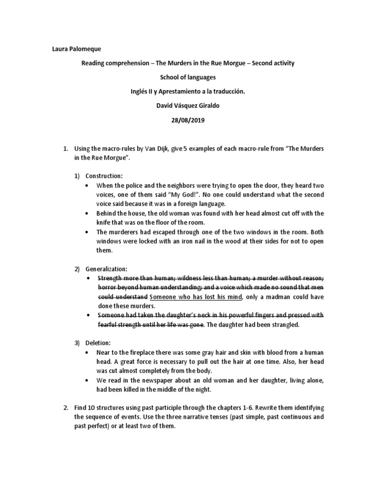 Reading Comprehension | PDF | C. Auguste Dupin | The Murders In The Rue ...