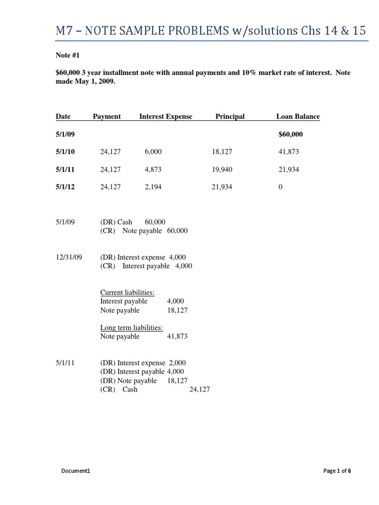 m7 - Note Sample Problems With Solutions Chs 14 and 15 | PDF ...