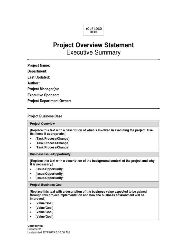 Project Overview Statement | PDF | Goal | Business