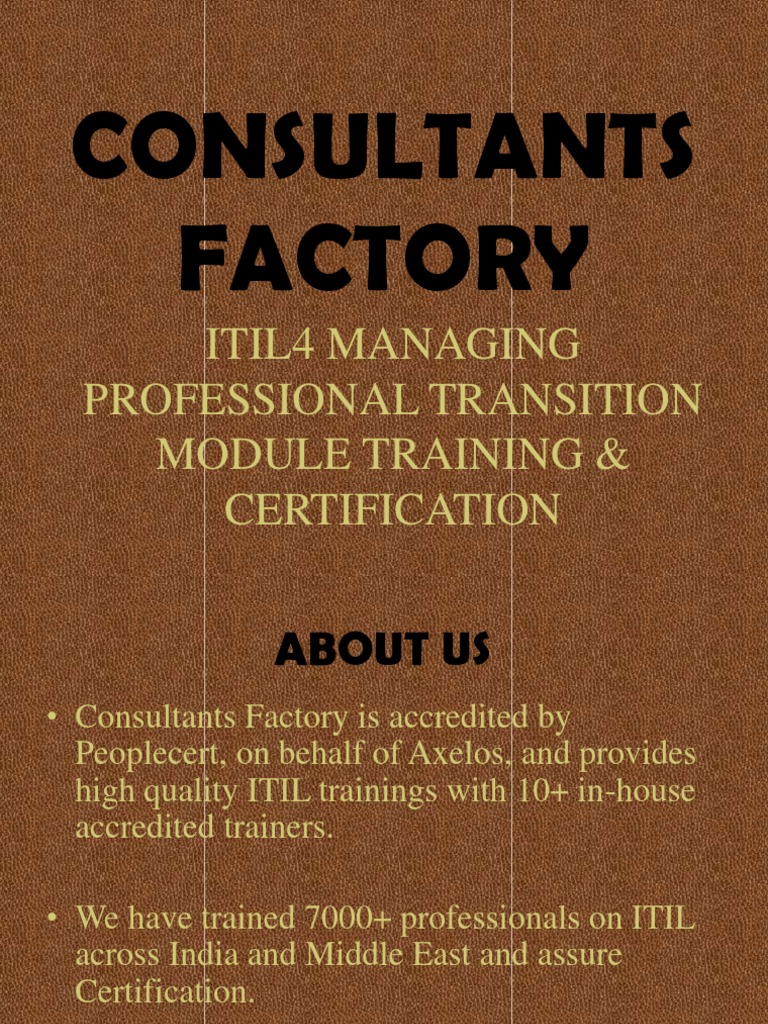 Itil 4 Managing Professional Transition Module Classroom Pdf