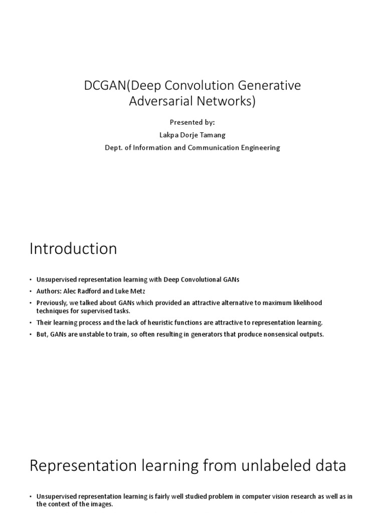 DCGANs for Unsupervised Learning | PDF | Emerging Technologies ...