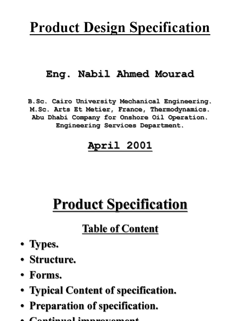 Engineering Specification Guide | PDF