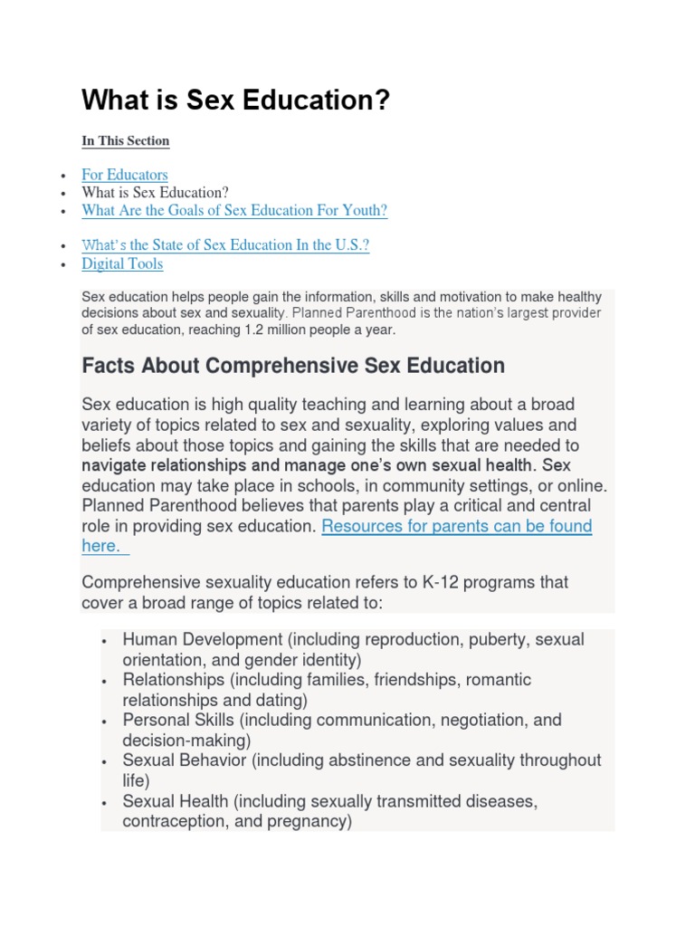 What Is Sex Education Pdf Sex Education Human Sexuality