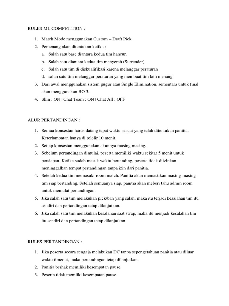 Peraturan MObile Legend | PDF